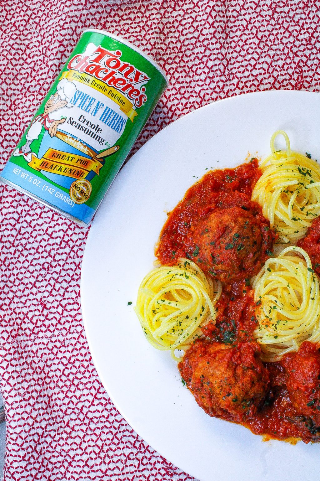 Spaghetti and Chicken Meatballs by Creole For The Soul - Tony Chachere's